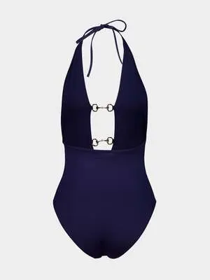 Gucci Horsebit Halterneck Swimsuit - Blue