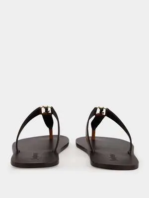 Saint Laurent Babylone Leather Slides - Brown