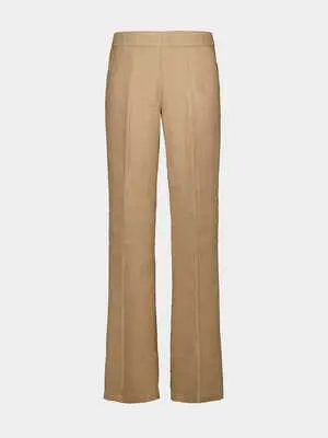 120% Lino Savana Linen Casual Fit Trousers - Brown