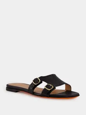 Santoni Didi Granato Leather Slide Sandals
