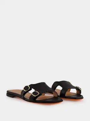 Santoni Didi Granato Leather Slide Sandals