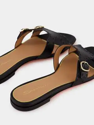 Santoni Didi Granato Leather Slide Sandals