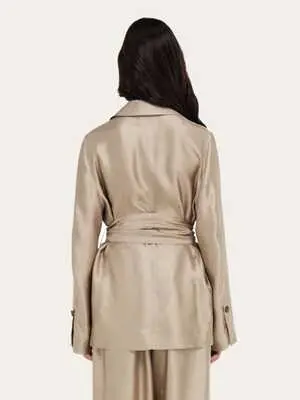 FERRAGAMO Safari Silk Overshirt - Beige