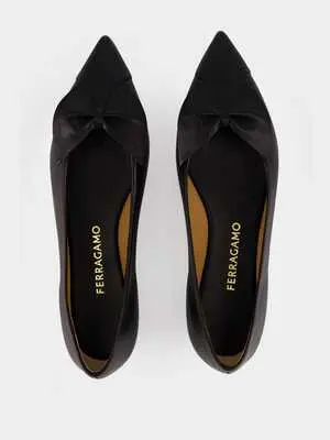 FERRAGAMO Soft Bow Ballet Flats - Black
