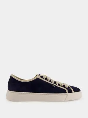 Santoni Suede Calf Leather Low-top Sneakers - Blue