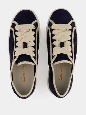 Santoni Suede Calf Leather Low-top Sneakers