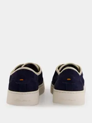Santoni Suede Calf Leather Low-top Sneakers
