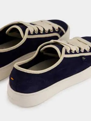 Santoni Suede Calf Leather Low-top Sneakers