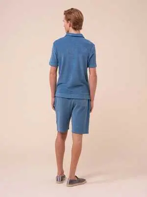 Fedeli Steel Peter Terry Cotton Polo - Blue