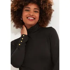 JOE BROWNS Stretch Knit Turtleneck Tee With Button Details
