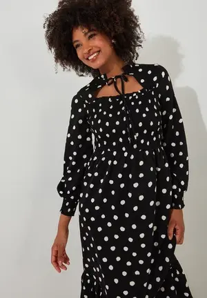JOE BROWNS Polka Dot Smocked Midi Dress
