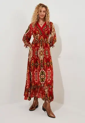 JOE BROWNS Surplice Flounce Maxi Dress - Boho Tapestry