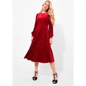 JOE BROWNS Crushed Velvet A-line Midi Dress