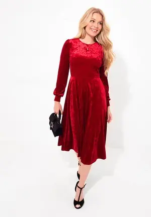 JOE BROWNS Crushed Velvet A-line Midi Dress