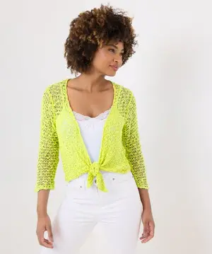 JOE BROWNS Popcorn Knit Tie Front Shrug