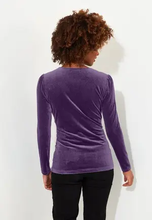 JOE BROWNS Velvet V-neck Wrap Top With Button Detail