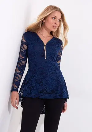 JOE BROWNS Lace Tunic With Zip V-neck