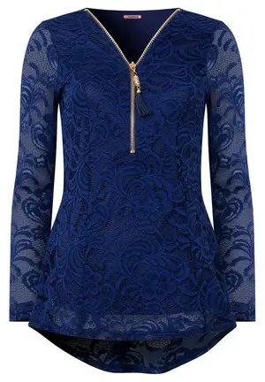 JOE BROWNS Lace Tunic With Zip V-neck