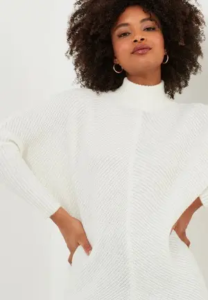 JOE BROWNS Mock Neck Rib Sweater With Batwing Sleeves