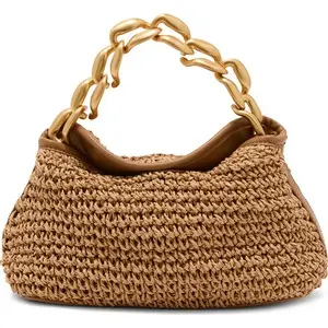 REISS Peony Raffia Effect Chain Handle Clutch