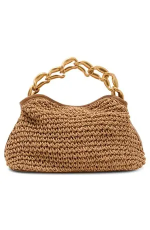 REISS Peony Raffia Effect Chain Handle Clutch