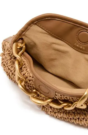 REISS Peony Raffia Effect Chain Handle Clutch