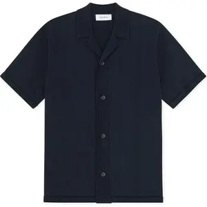 LES DEUX Emmett Arabesque Knit Cotton Camp Shirt