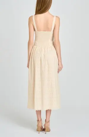 WAYF Lillian Eyelet Cotton Midi Dress
