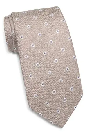 David Donahue Silk Jacquard Neck Tie - Dune
