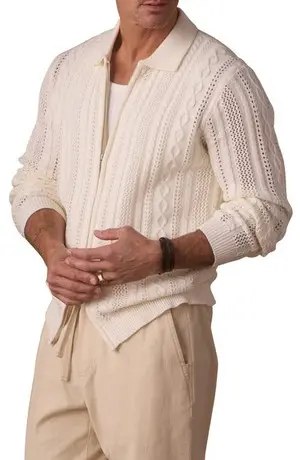 THE NORMAL BRAND Cable Stitch Zip Front Cardigan