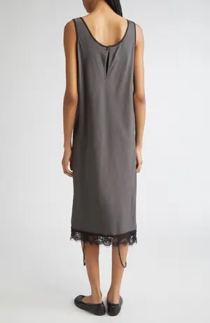 MAISON MARGIELA Convertible Lace Trim Satin Midi Dress