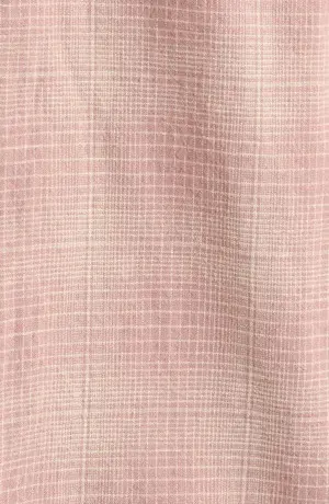 CORRIDOR Plaid Short Sleeve Cotton & Linen Camp Shirt - Pnk