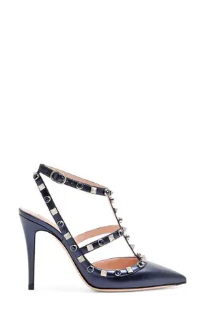 Valentino Garavani Rockstud T-strap Pumps - Navy
