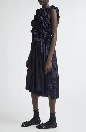 Comme Des Garçons Gathered Ruffle Satin Dress