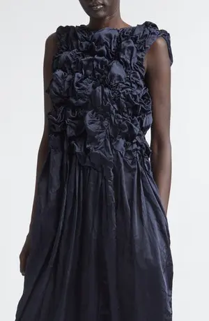 Comme Des Garçons Gathered Ruffle Satin Dress