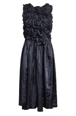 Comme Des Garçons Gathered Ruffle Satin Dress