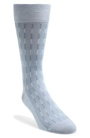 Cole Haan Stripe Cotton Blend Dress Socks - Medium Blue