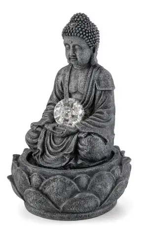GLITZHOME Zen-style Polyresin Table Fountain With Pump And Led Light