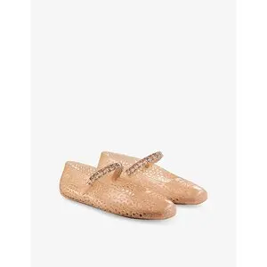 JIMMY CHOO Glitter-embellished Ballet Flats - Light Toffee/silver
