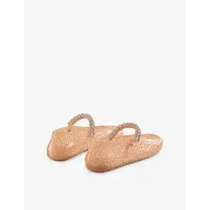 JIMMY CHOO Glitter-embellished Ballet Flats - Light Toffee/silver