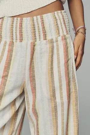 PILCRO Reese Smocked Barrel Pants - Multi Stripe