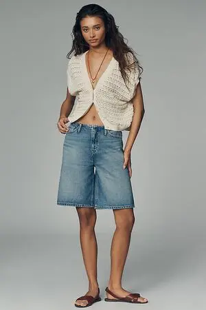 PILCRO Classic Denim Bermuda Shorts - Medium Denim