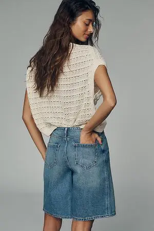 PILCRO Classic Denim Bermuda Shorts - Medium Denim