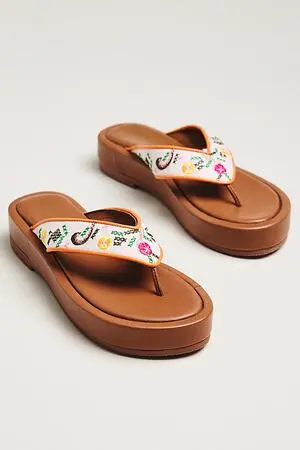 DE SIENA Embroidered Flip-flop Sandals