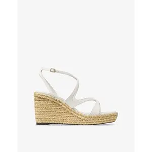 JIMMY CHOO Ayla 85 Leather Espadrille Wedges