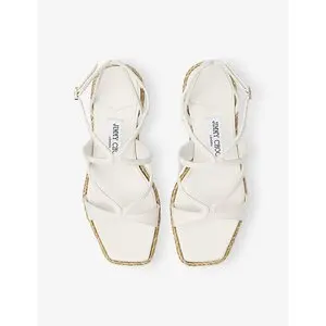 JIMMY CHOO Ayla 85 Leather Espadrille Wedges