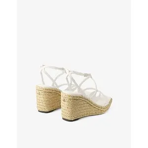 JIMMY CHOO Ayla 85 Leather Espadrille Wedges