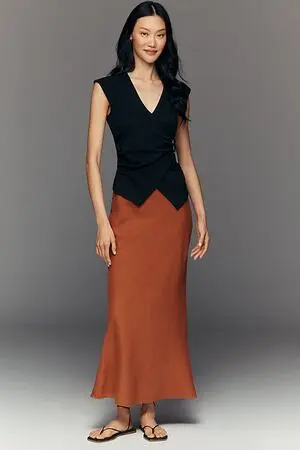 Maeve V-neck Cap-sleeve Top With Buckle Detail