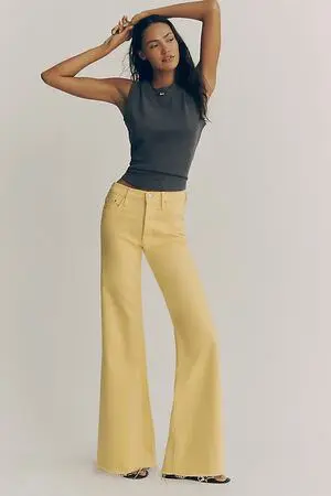 MOTHER Tomcat Roller Fray High-rise Wide-leg Jeans - Sunshine