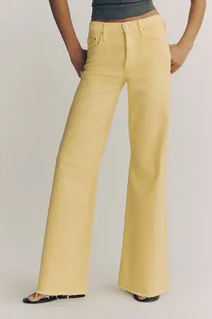 MOTHER Tomcat Roller Fray High-rise Wide-leg Jeans - Sunshine